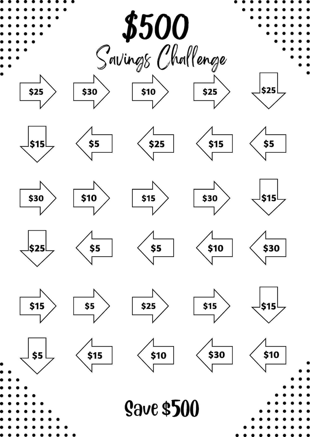 500 Dollar Savings Challenge, Save 500 Dollars in 30 Days, 30 Days Money Saving Challenge ...