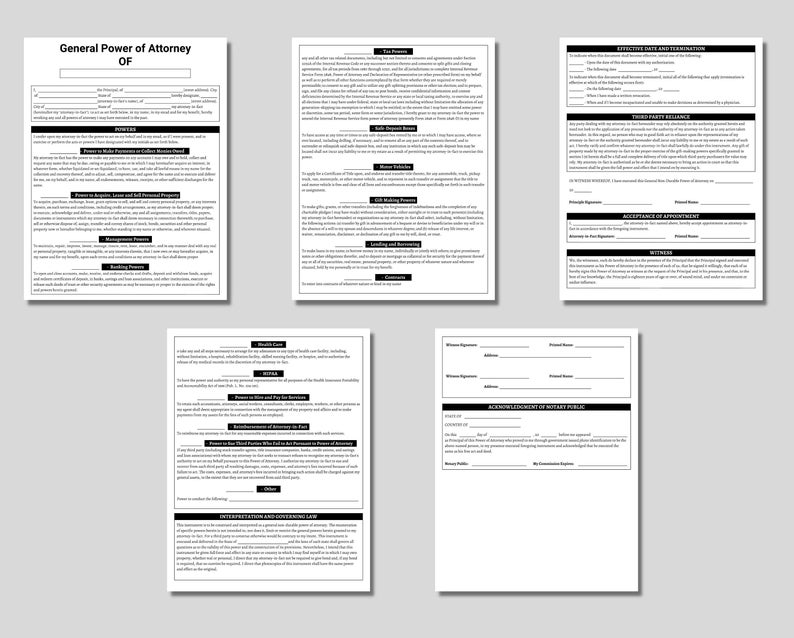 Editable General Power of Attorney Printable POA Templates - Etsy Australia