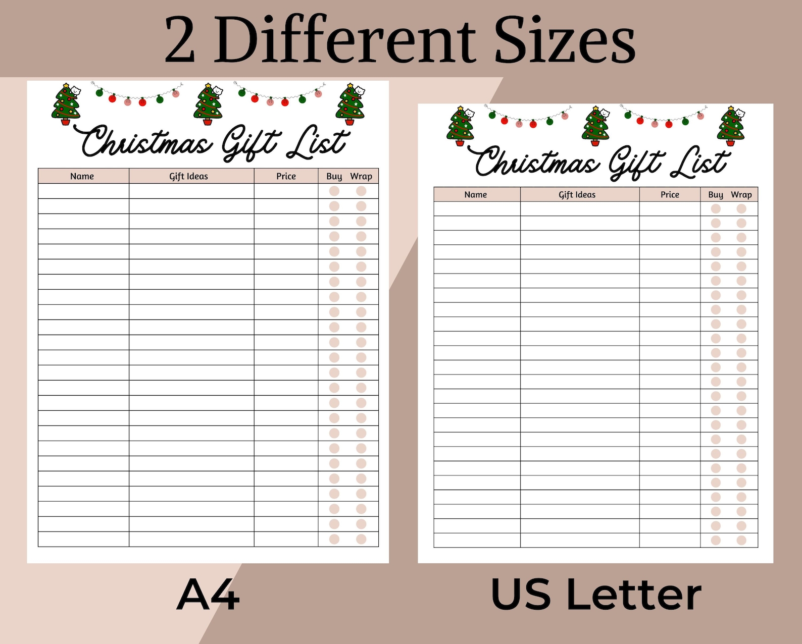 Christmas Gift List Editable | Fillable | PDF | Printable Christmas ...