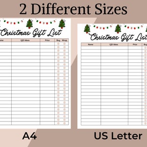 Christmas Gift List Editable | Fillable | PDF | Printable Christmas ...