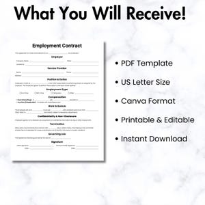 Simple Employment Agreement Template, One Page Employment Service ...