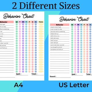 Behavior Chart for Kids Printable Behavior Reward Chart Boy & Girl ...