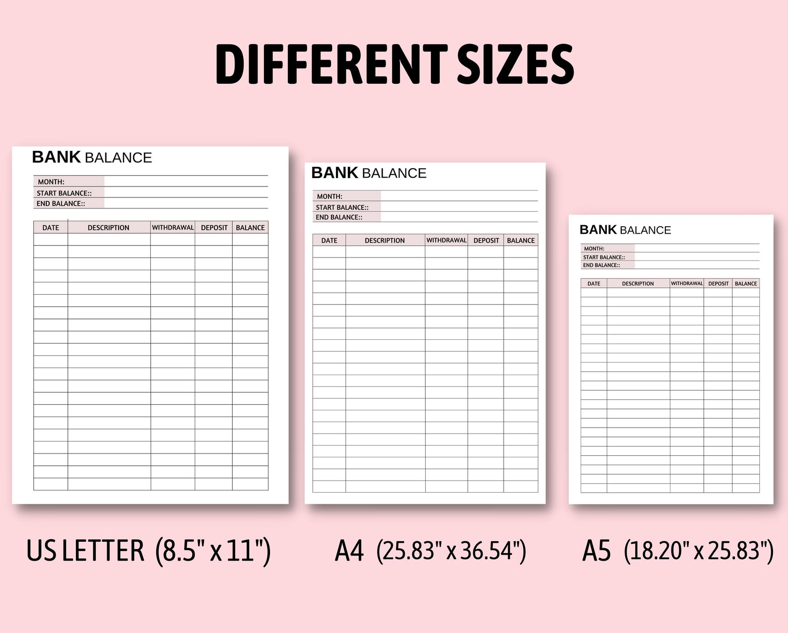 Bank Balance Printable Balance Sheet | Bank Summary | Finance | Savings ...