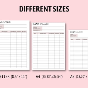 Bank Balance Printable Balance Sheet | Bank Summary | Finance | Savings ...