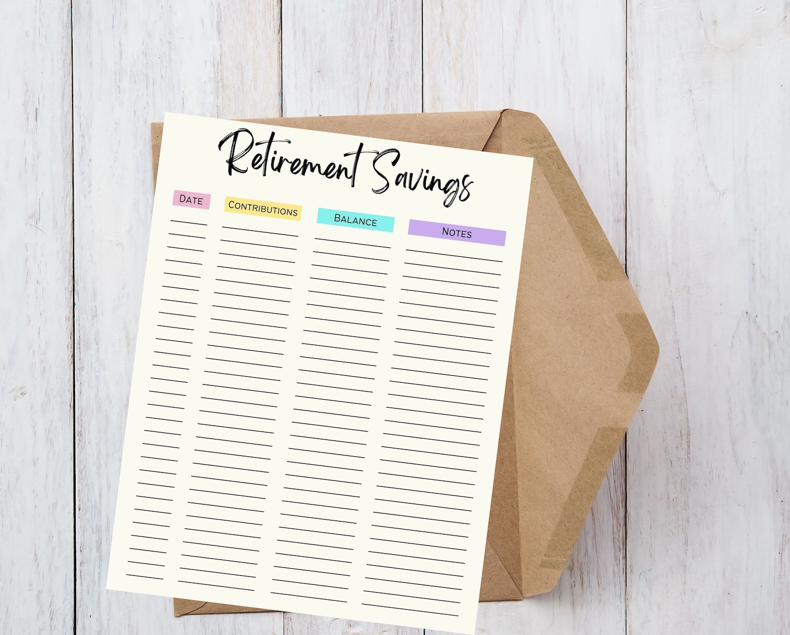 Retirement Savings Tracker, Retirement Tracker Log, Retirement Planning ...