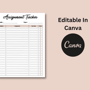 Assignment Tracker, Printable Planner, Table Assignments, Homework ...