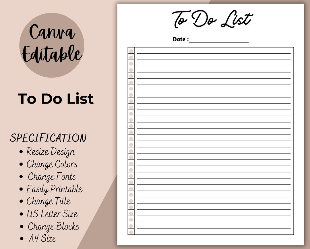 Printable to Do List, Editable Simple Tasks List Template, Minimalist ...