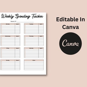 Weekly Spending Tracker | Expense Tracker Printable, Editable Spending ...