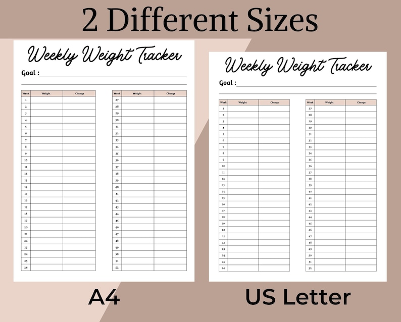 Weekly Weight Tracker Printable Weight Log Weight Loss - Etsy