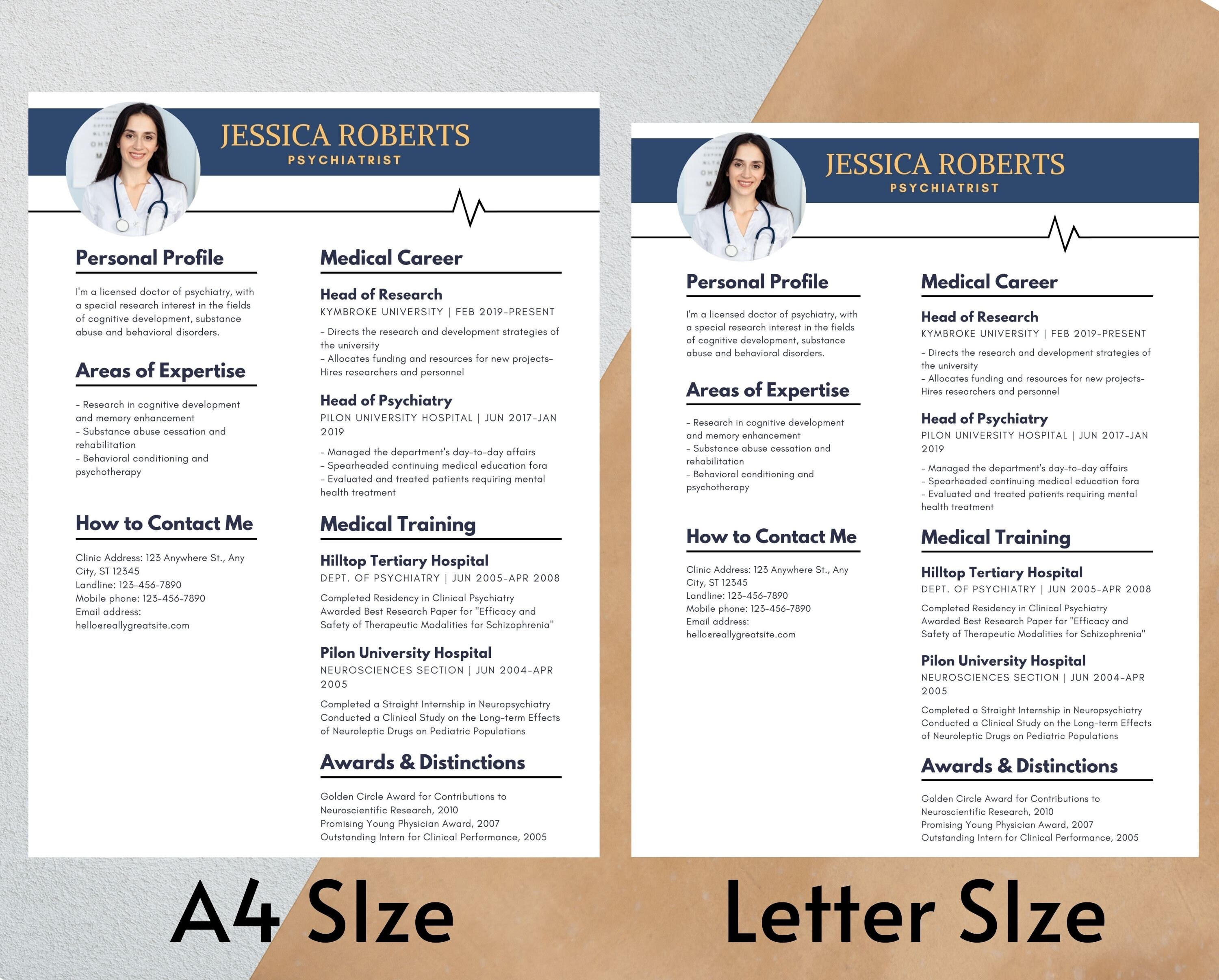 Doctor Resume Template, Nurse Resume Word, Apple Pages Mac | Medical ...