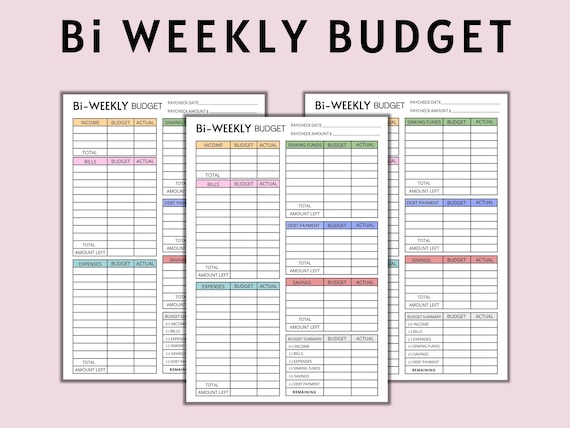 Bi Weekly Budget Planner Template Paycheck Budget Printable - Etsy