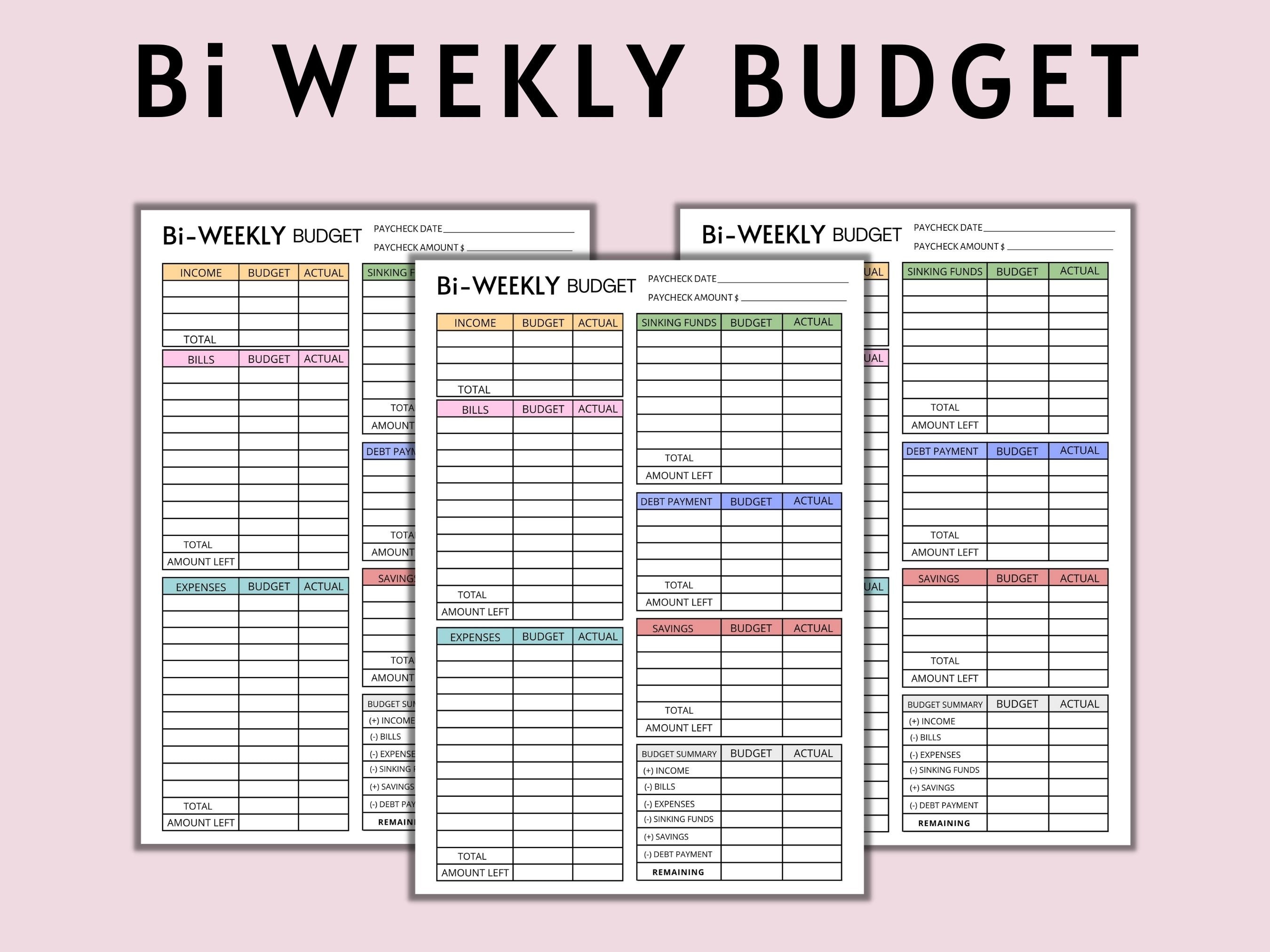 Bi Weekly Budget Planner Template, Paycheck Budget Printable, Budget ...