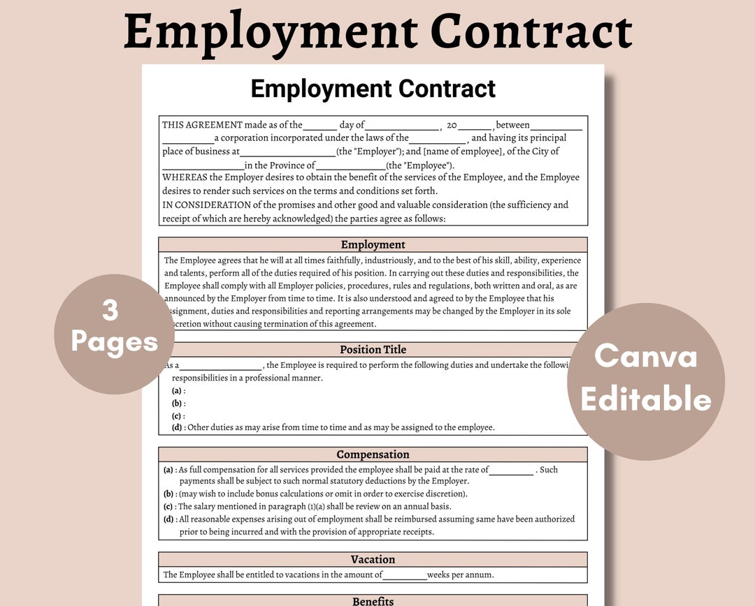 Employment Contract Agreement - Employment Job Service Contract ...