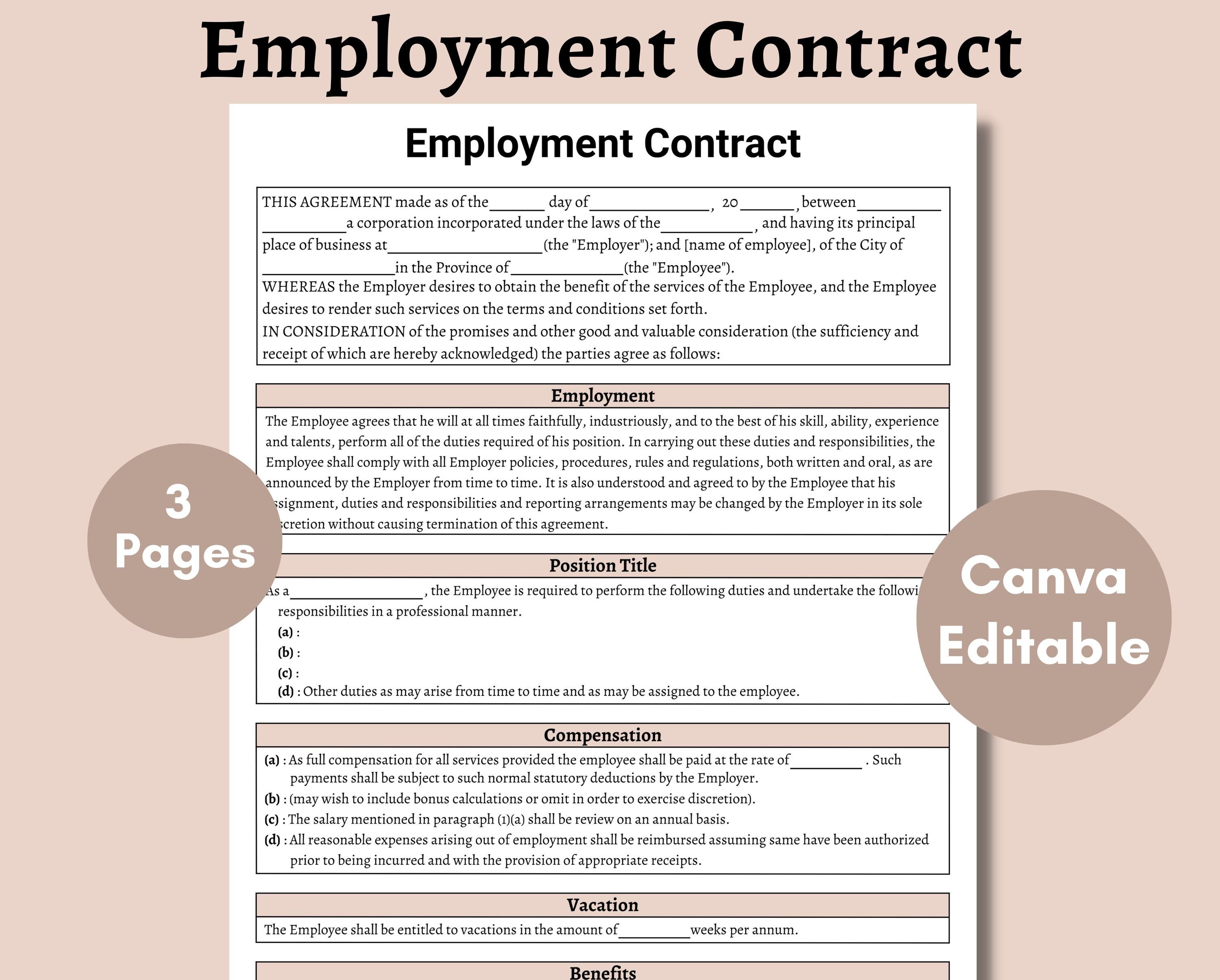 Employment Contract Agreement - Employment Job Service Contract ...