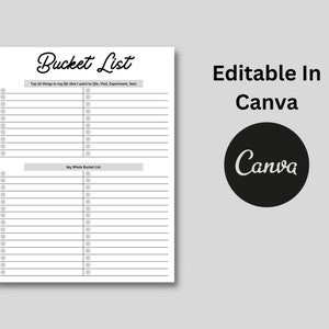 Bucket List, Printable Bucket List Tracker, Bucket Checklist, Bucket ...