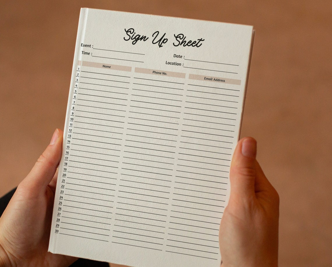 Sign up Sheet Printable Template Canva Editable Sign up Form - Etsy