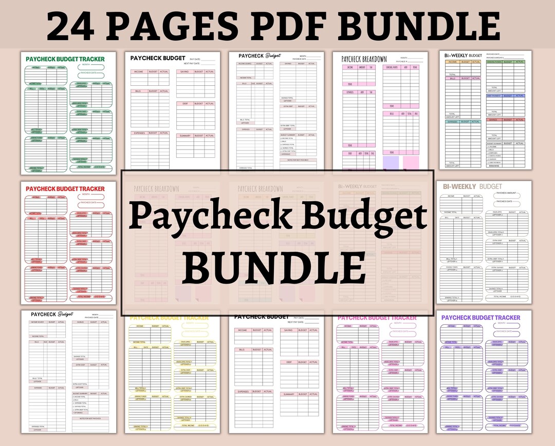 Paycheck Budget Set, Printable Bi-weekly Budget Bundle, Budget Binder ...