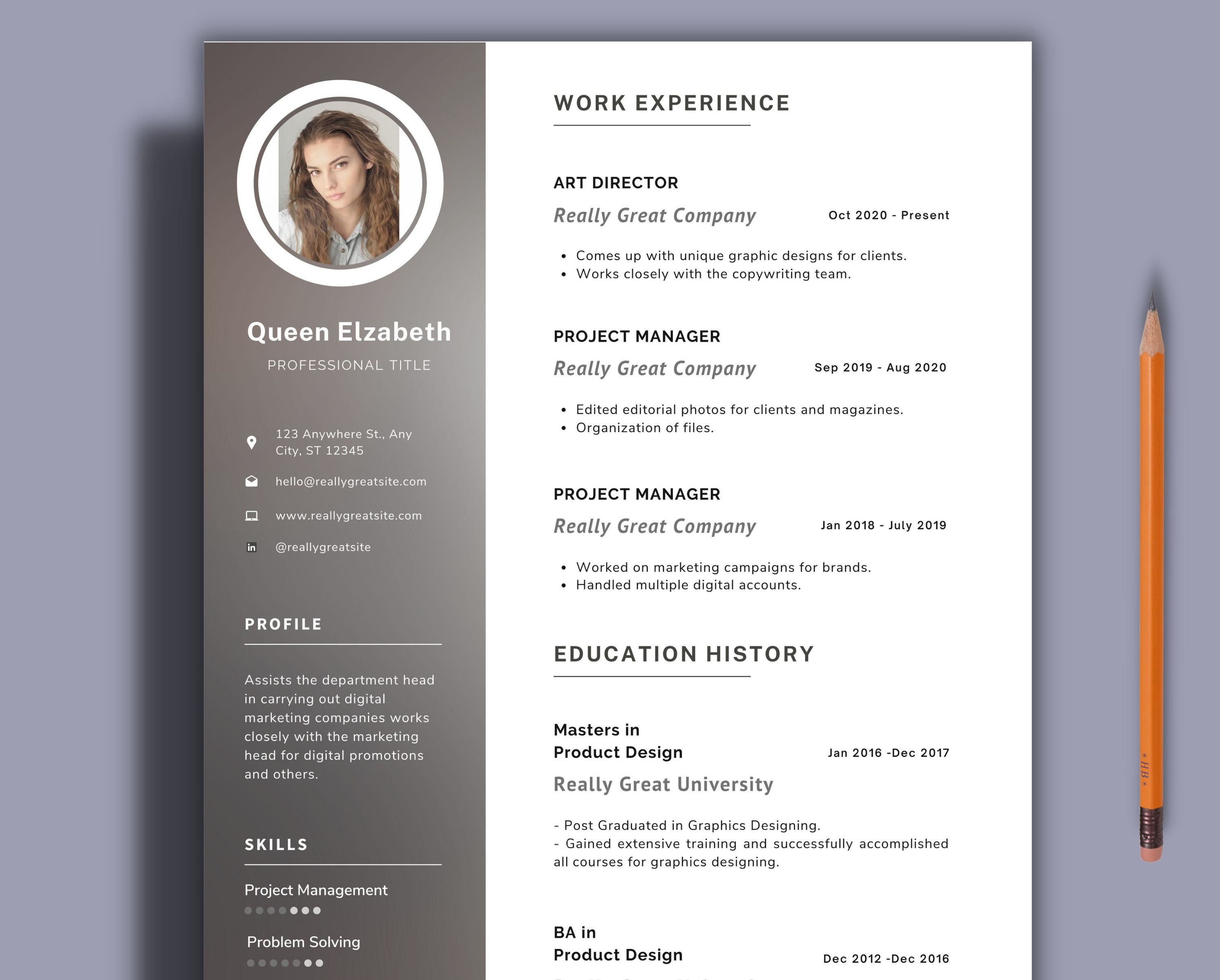 Resume Template With Picture Professional Resume Template for - Etsy