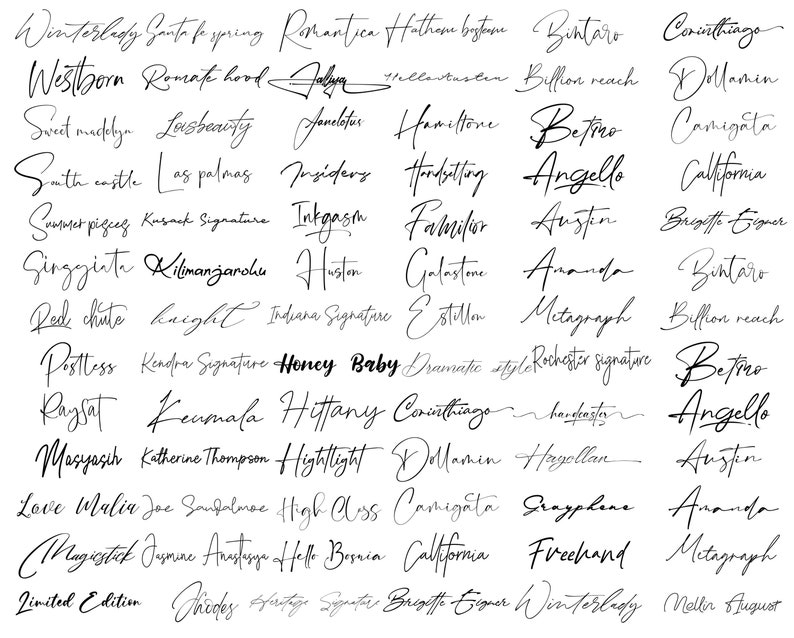 Die ultimativen 258 Schriftarten Signature Font Bundle, Handschrift ...