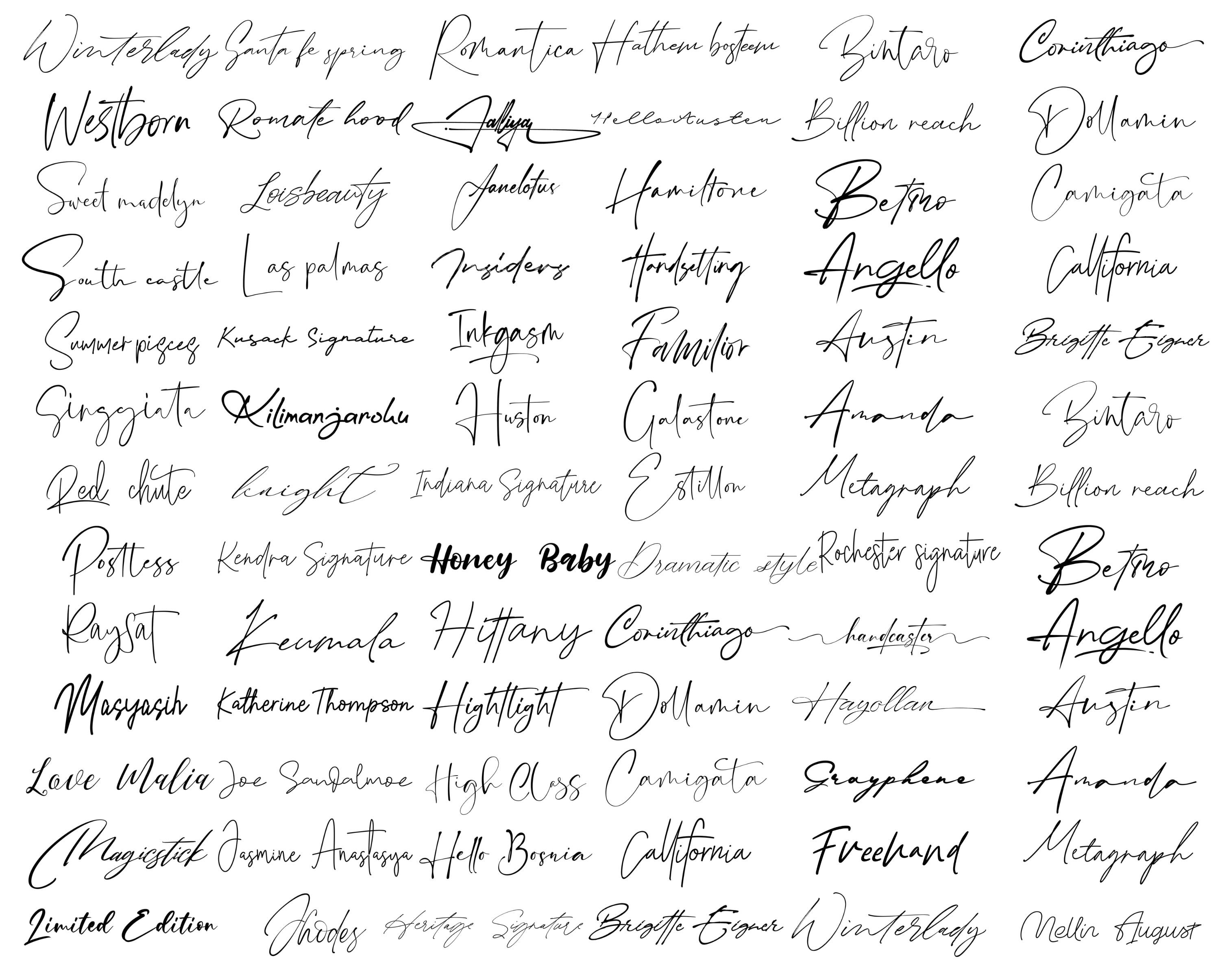 Die ultimativen 258 Schriftarten Signature Font Bundle, Handschrift ...