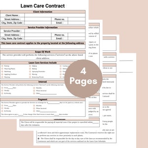 Lawn Care Agreement, Service Contract, Landscaping Contract, Garden Care Agreement, Agreement ...