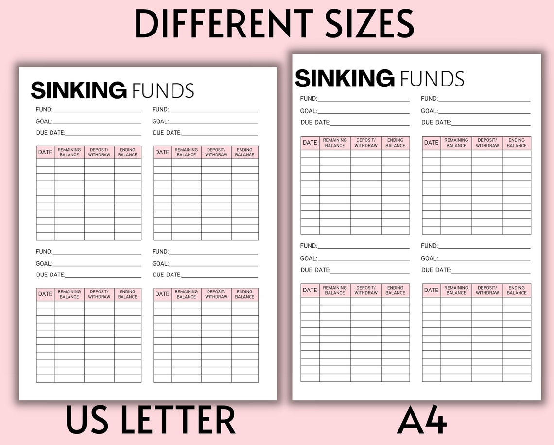 Printable Sinking Funds Tracker Sinking Funds Binder - Etsy