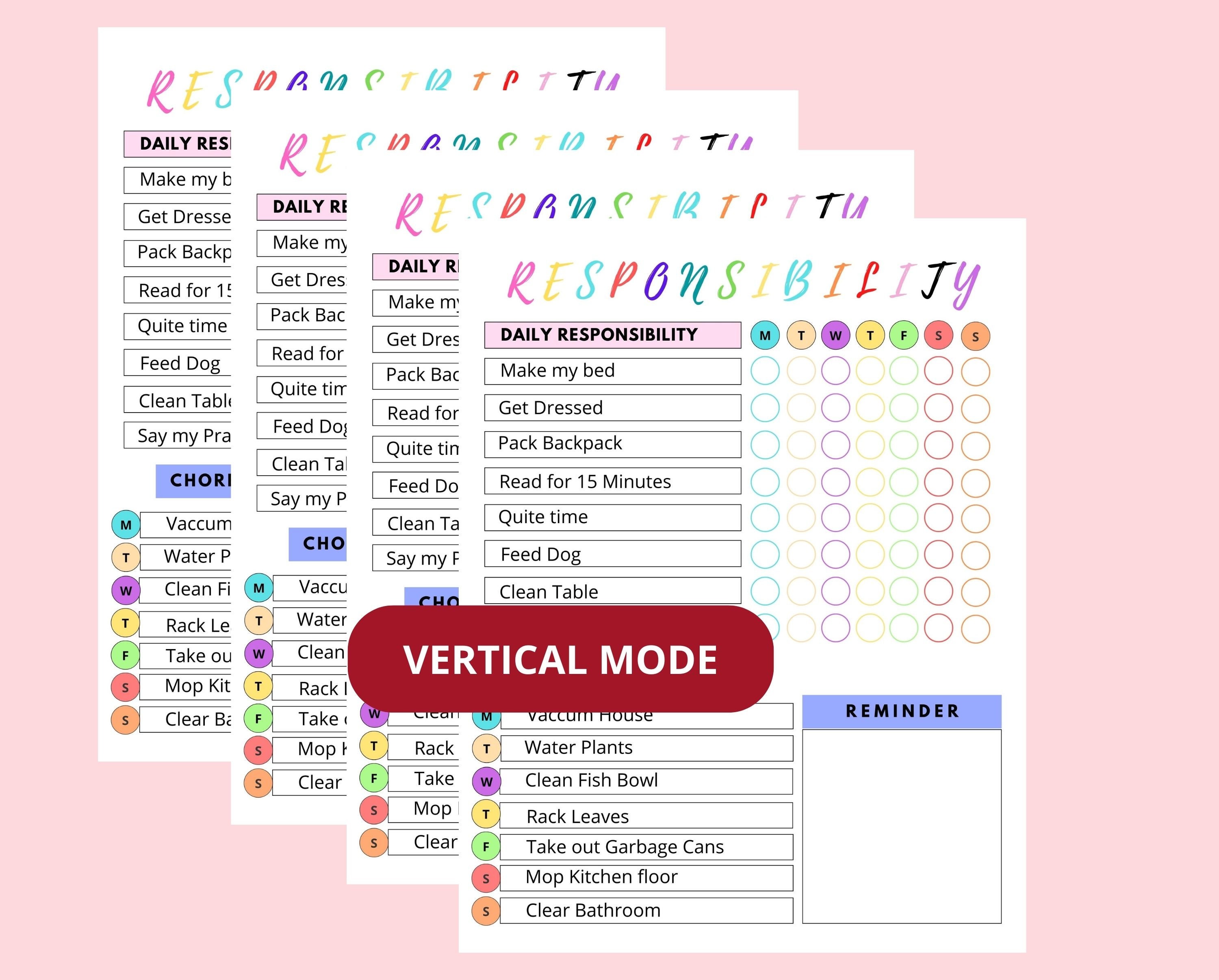 Printable Responsibility Chore Chart for Kids Fully Editable - Etsy Canada