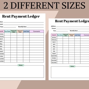 Editable Rent Payment Ledger | Yearly Rent Tracker | Colorful Rent ...