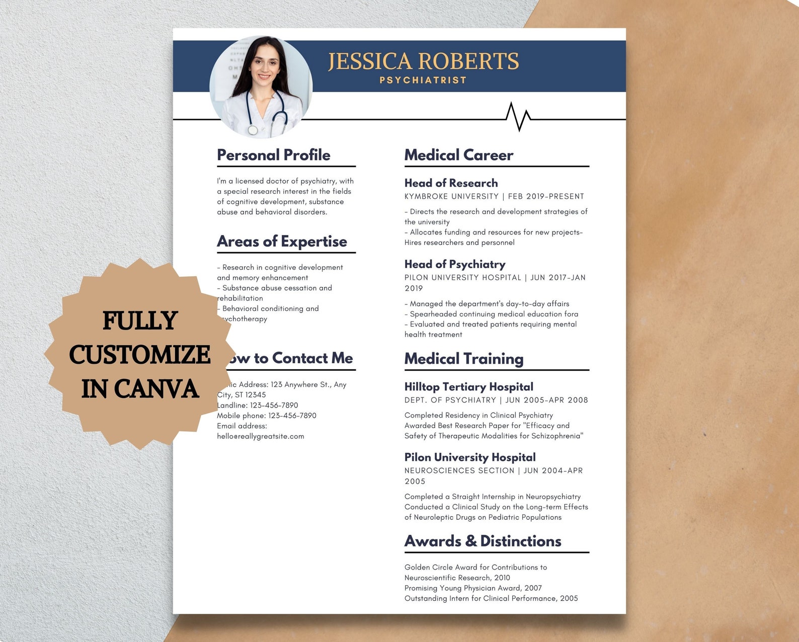 Doctor Resume Template, Nurse Resume Word, Apple Pages Mac | Medical ...