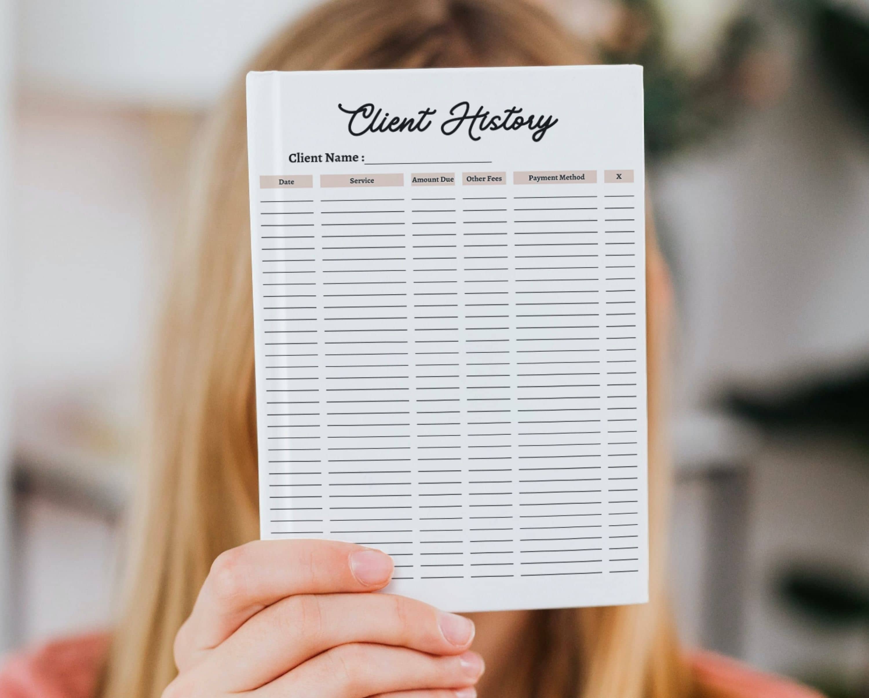 Client History, Printable Client Payment Log, Editable Business Finance ...