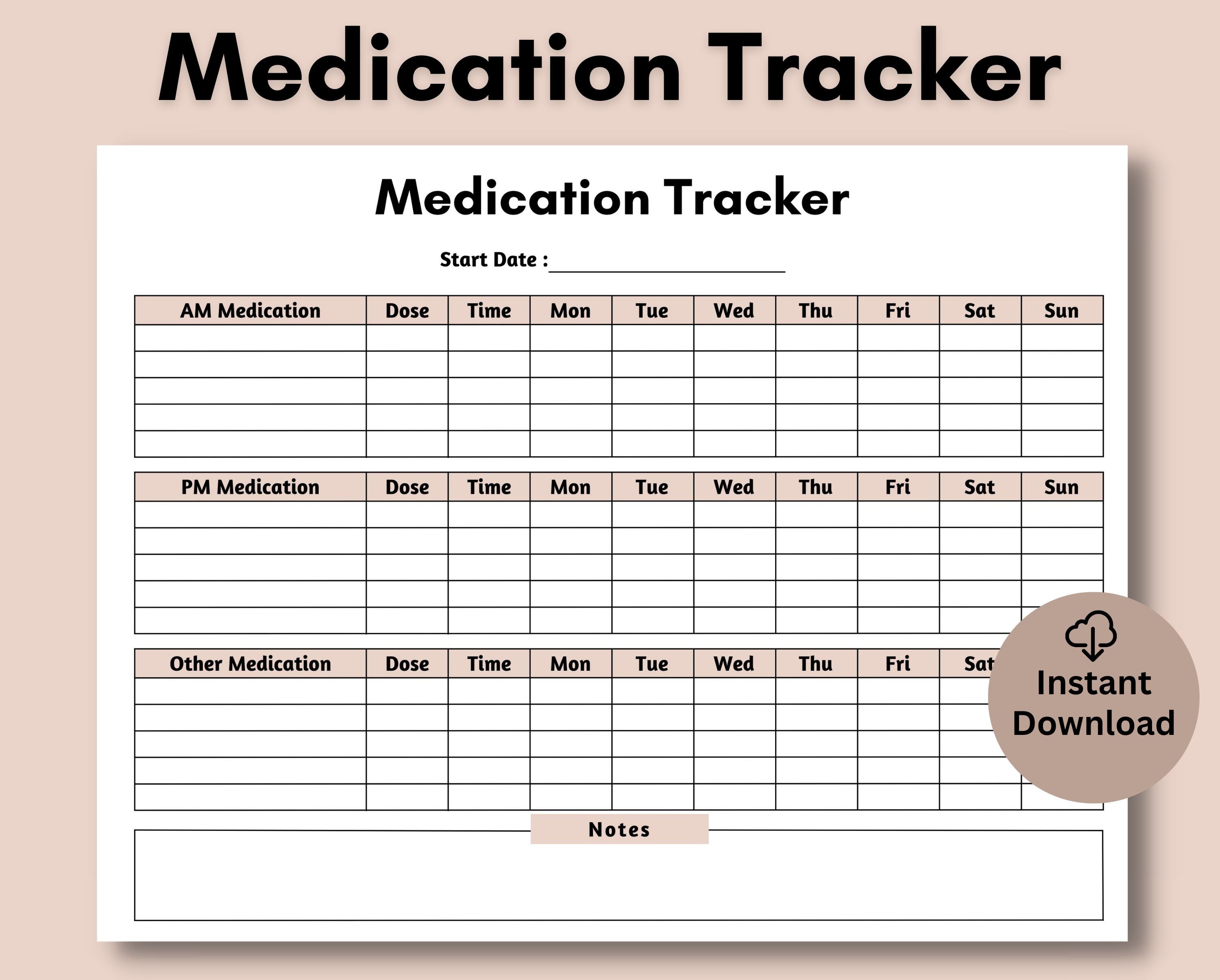 Medication Tracker, Printable, Minimalist & Editable, Medicine, Medication List, Medication Log ...
