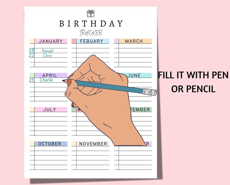 Printable Birthday Tracker Editable Birthday Planner - Etsy