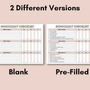 Schoolday Checklist for Kids | Printable Kids Chore Chart | Editable ...
