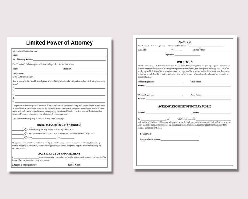 Limited Power of Attorney File, Printable Finance Property Sale ...