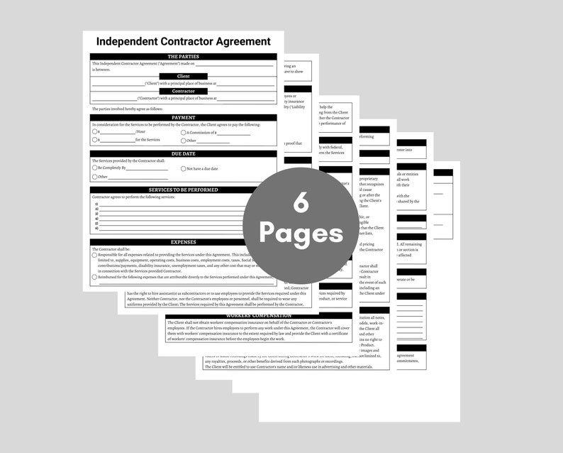 Editable Independent Contractor Agreement, Business Contract, Contract ...