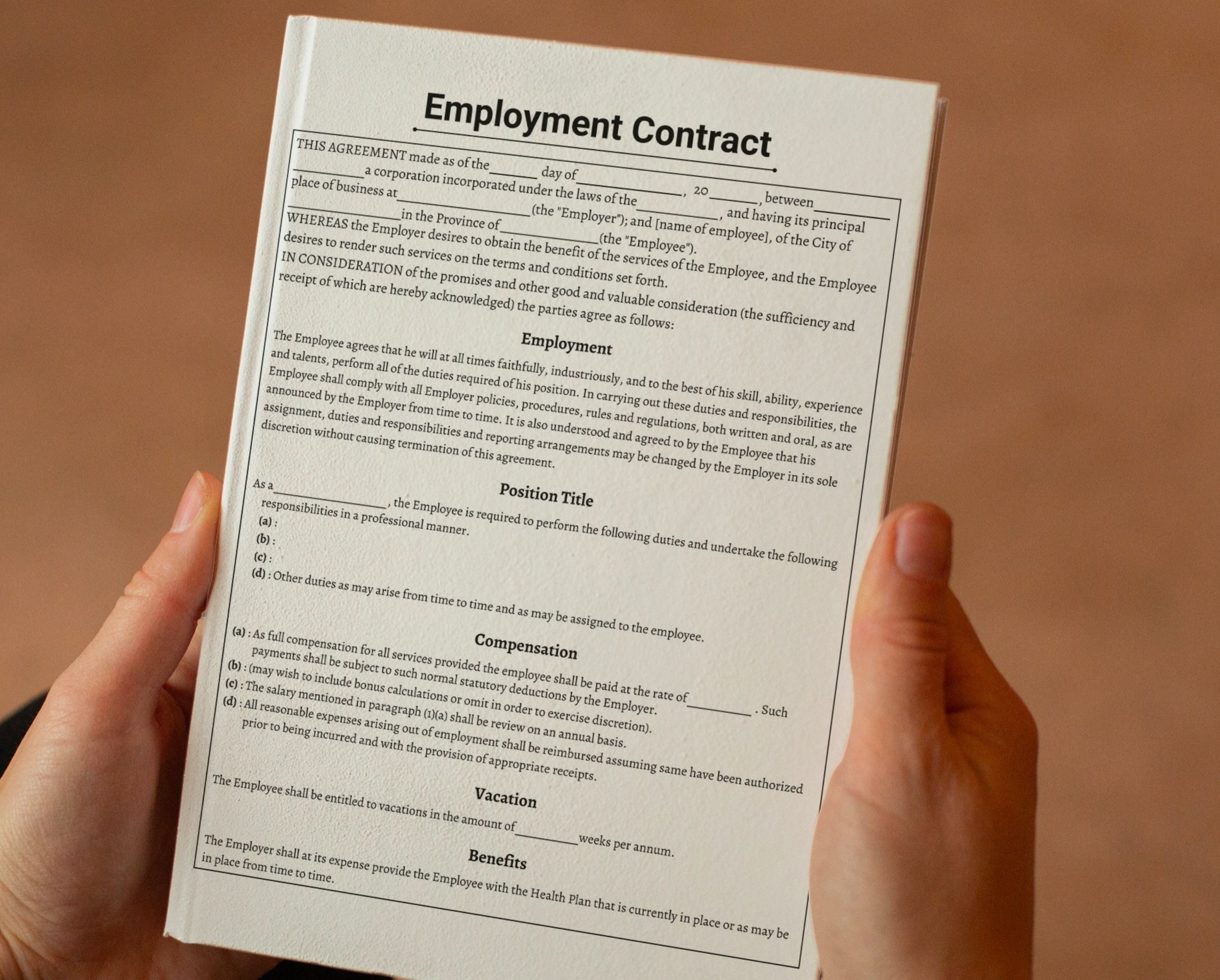 Employment Job Contract Agreement Employment Job Service - Etsy