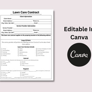 Lawn Care Agreement, Service Contract, Garden Care Agreement, Agreement ...