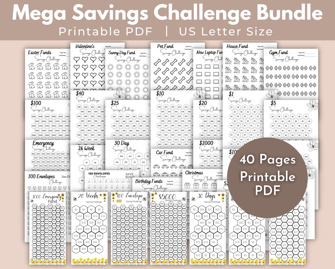 Mega Savings Challenge Bundle Savings Challenge Printable - Etsy