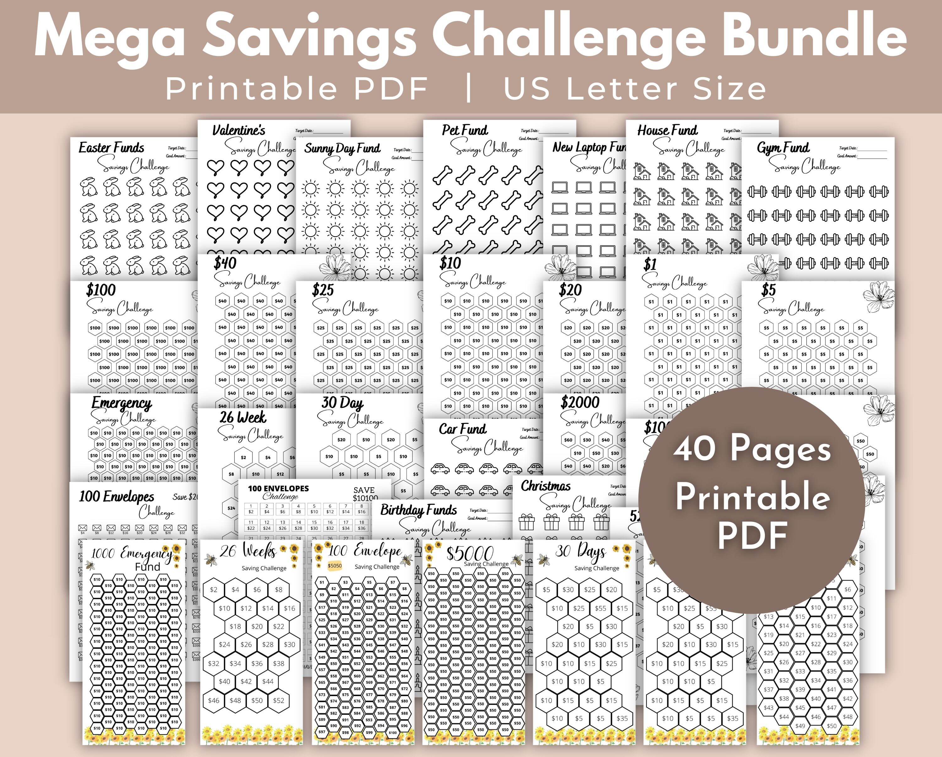 Mega Savings Challenge Bundle Savings Challenge Printable - Etsy