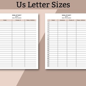 Editable Sign up Sheet, 2 Email Sign up Forms, PRINTABLE Sign Up ...
