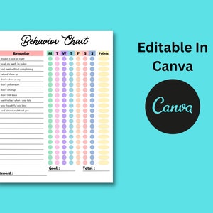 Behavior Chart for Kids Printable Behavior Reward Chart Boy & Girl ...