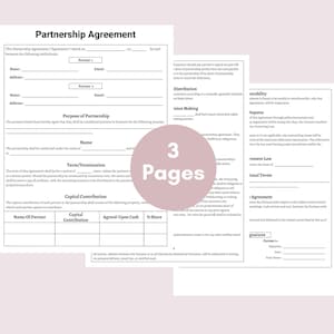 Partnership Agreement Template, Editable Agreement for LLC, 50-50 ...
