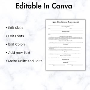 Simple Non-disclosure Agreement Template, One Page NDA Form, Printable ...