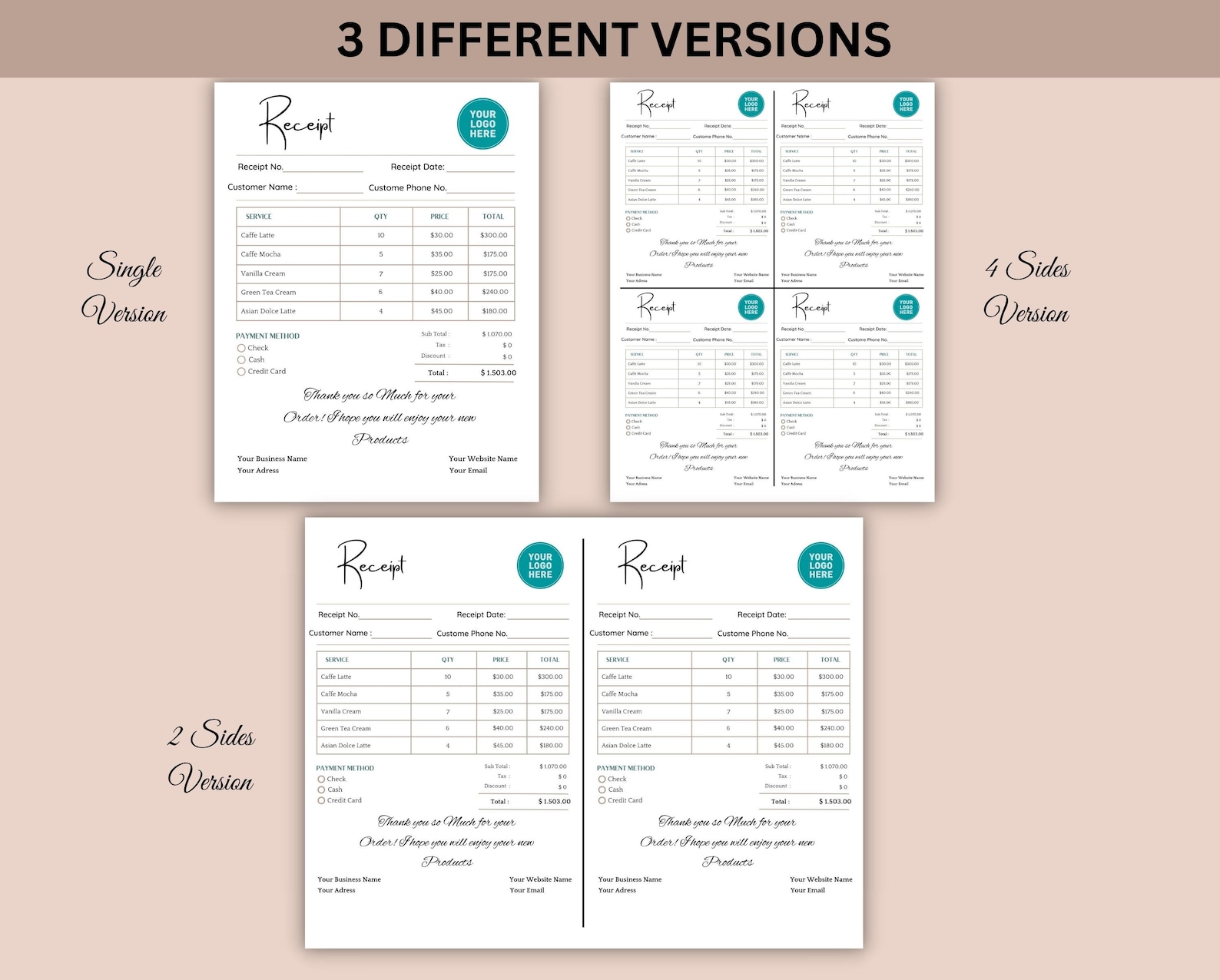 Canva Editable Receipt Small Business Digital Order Receipt - Etsy