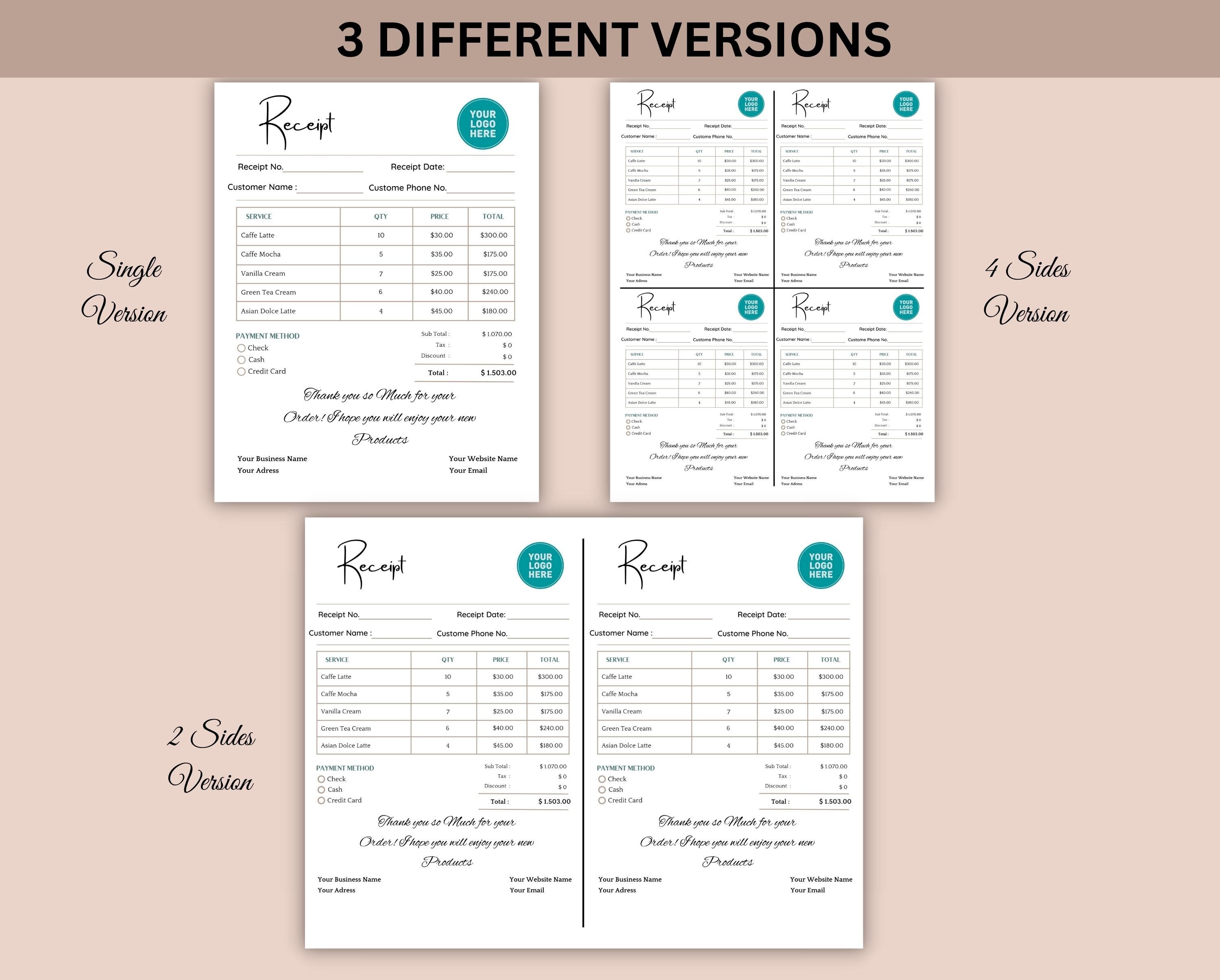 Canva Editable Receipt Small Business Digital Order Receipt - Etsy