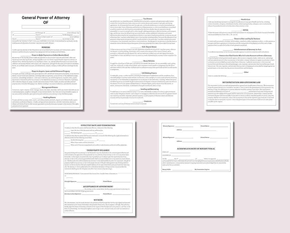 General Power of Attorney | General Power of Attorney Form | Editable ...
