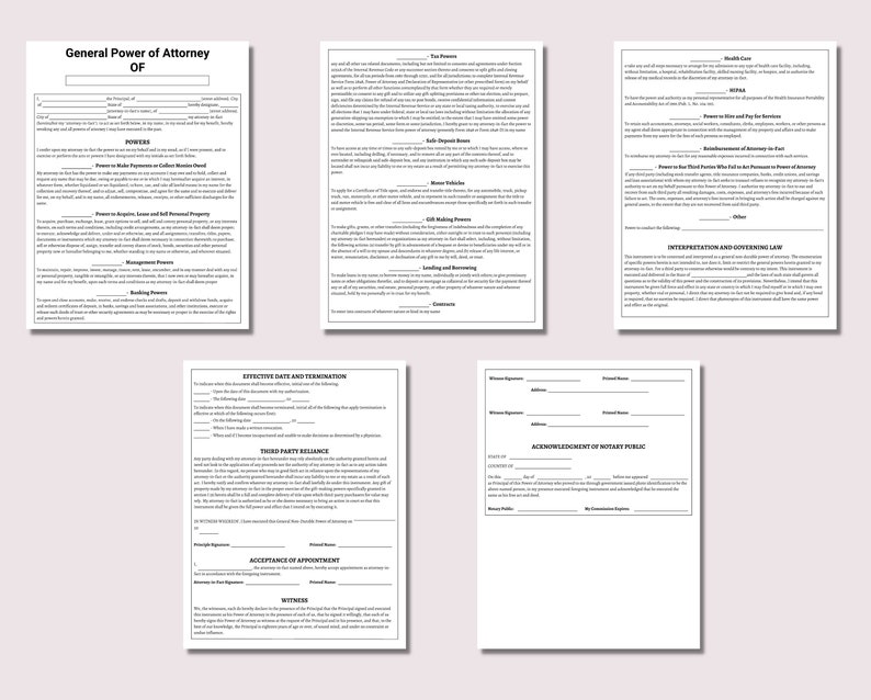 General Power of Attorney | General Power of Attorney Form | Editable ...