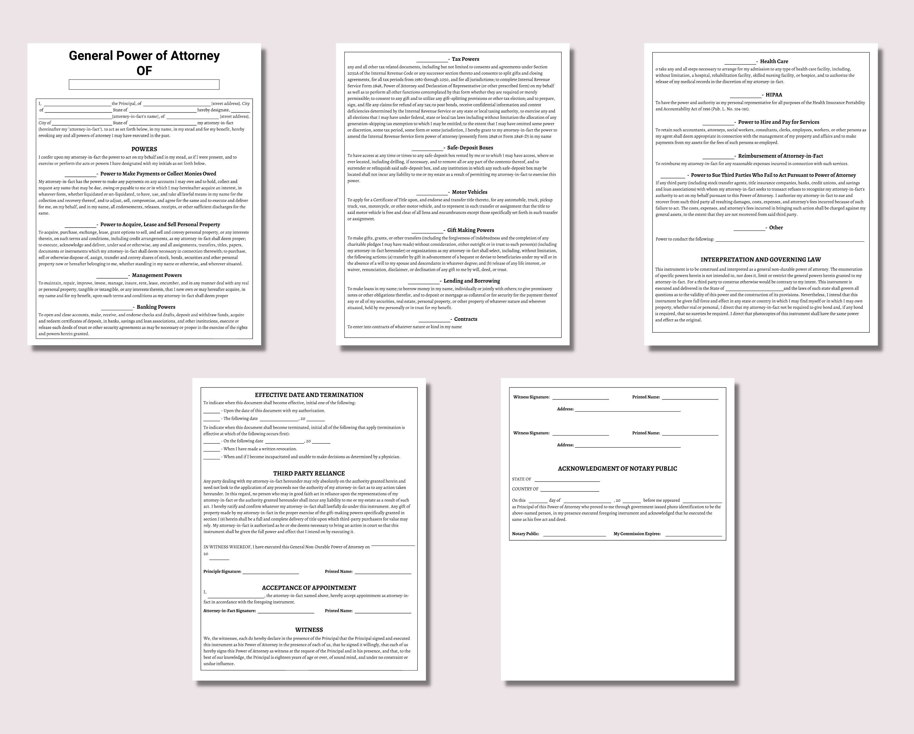 General Power of Attorney | General Power of Attorney Form | Editable ...