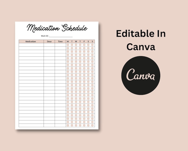 Medication Schedule Printable Medicine Intake Tracker - Etsy