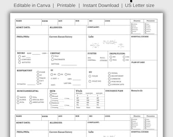 4 Patient Nurse Report Sheet, Nurse Brain Sheet, Printable Nursing Med ...